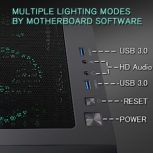 MUSETEX ATX PC Case Pre-Install 6 PWM ARGB Fans, Mid Tower Gaming Case with Opening Tempered Glass Side Panel Door, Mesh Computer Case, TW8
