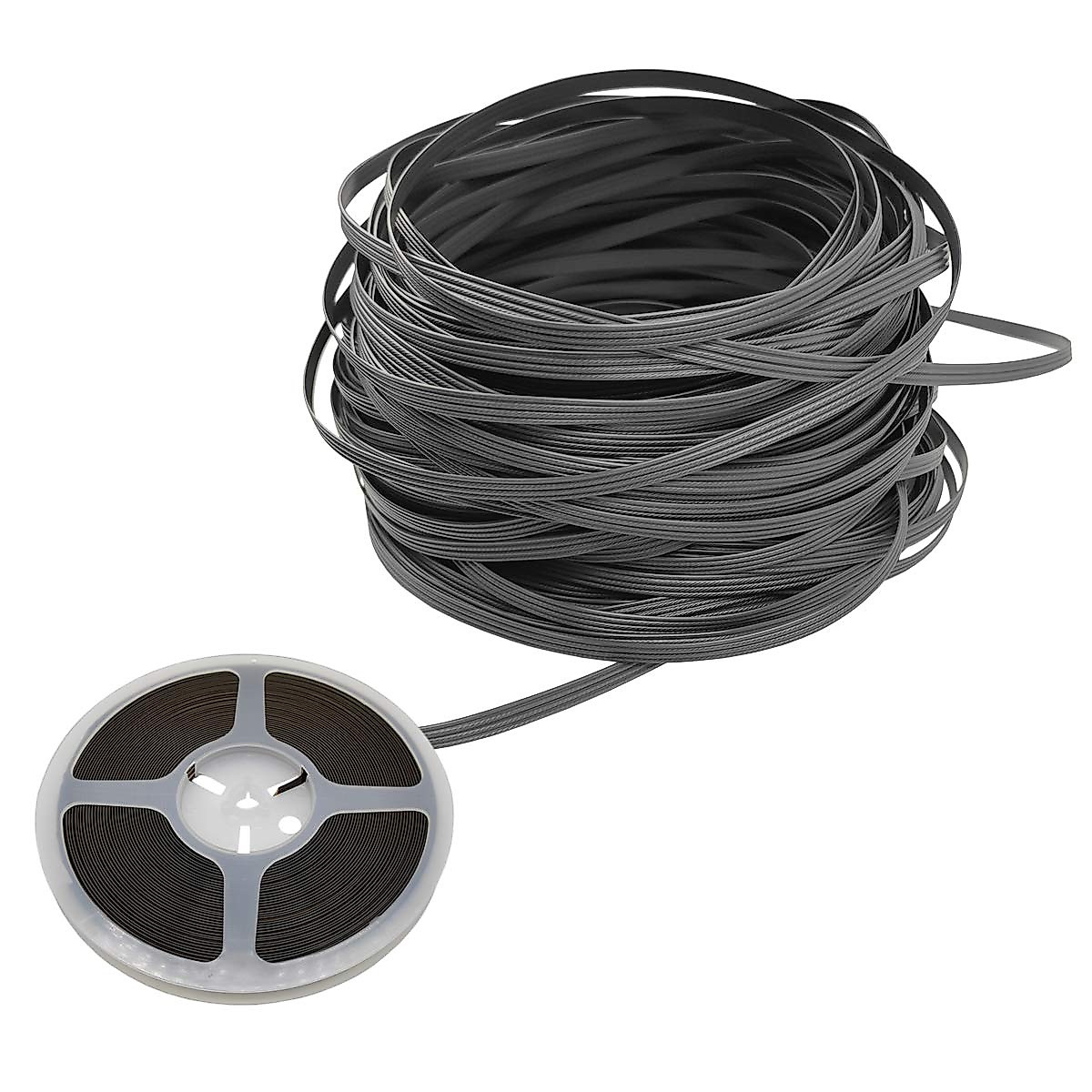 RNY Amor Grey Poly Rattan Chair Repair Material with Ribbed Fabric Knitting and Repairing (Dark Grey, 50FT)