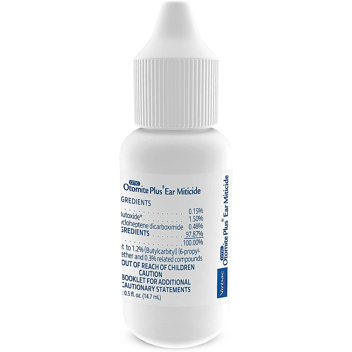 OTOMITE PLUS Ear Miticide Mite Treatment for Cats & Dogs 15 mL w/ EpiOtic Advanced Ear Cleanser 118 mL & 100 Degrease Cotton Tips + 16 Large Cotton Balls - Cleans, Dries, Deodorizes & Clears Ear Mites