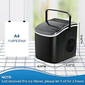 Simple Deluxe Ice Maker Machine for Countertop, 9 Ice Cubes Ready in 6 Mins, 26lbs Ice/24Hrs, Portable Ice Machine with Scoop & Basket, Self-Clean, for Home Kitchen Office Bar Party, Black (HZB-12/H)