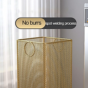 Gold basket,Rolling Laundry Basket on Wheels, Gold hamper,Gold Metal Basket with Wheels,Metal Rolling Laundry Basket Cart, Yoga mat storage rack,Wire laundry basket with wheels,Gold laundry basket(Squ