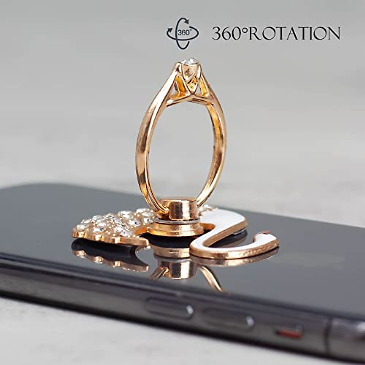 [2 Packs] Swan Glitter Bling Bling Phone Ring Holder, Sparkle Phone Ring Grip Artificial Diamond Stand,Rhinestone Cell Finger Ring for Phones,Pad