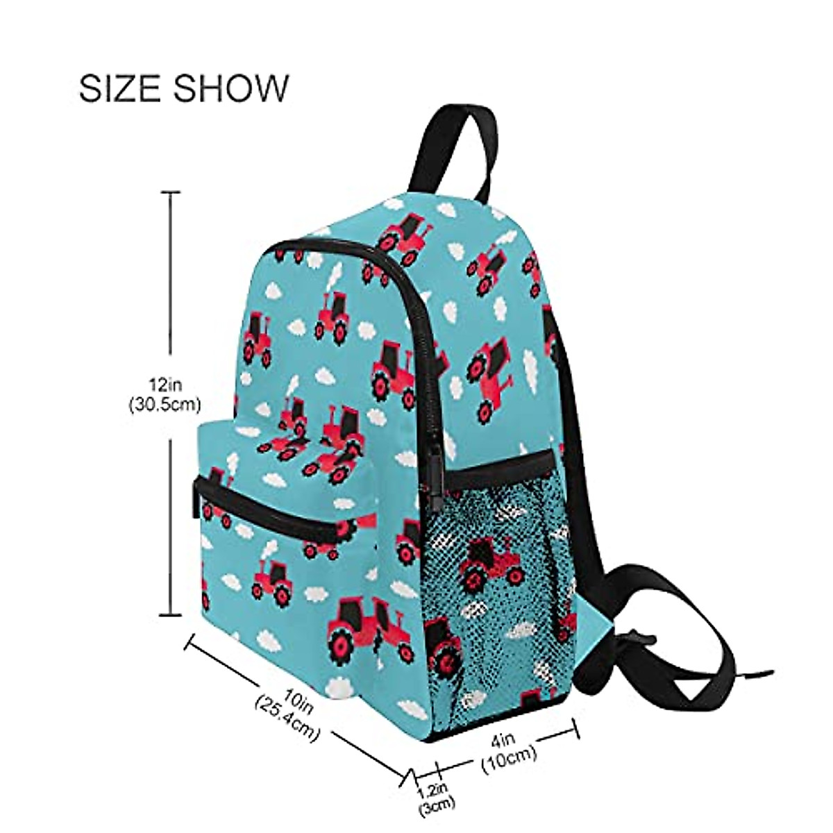 Red Tractor 12 Inches Backpack for Toddlers, Boys Ideal for Daycare, Preschool and Kindergarten