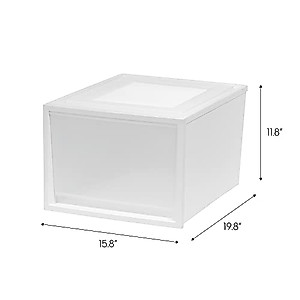 IRIS USA 42 Qt. Stackable Plastic Drawers for Clothes, Large, 4 Pack, Storage Dresser for Closet, Home, Office, Bedroom and Nursery, White