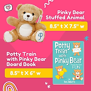 Potty Train with Pinky Bear, Reward Based Potty Training Bear w/Prize Pocket/Pouch & Childrens Board Book, Learning Tool for Toddlers, Boys & Girls - Teaching Potty Chair Fun & Awareness Ages 2-3+
