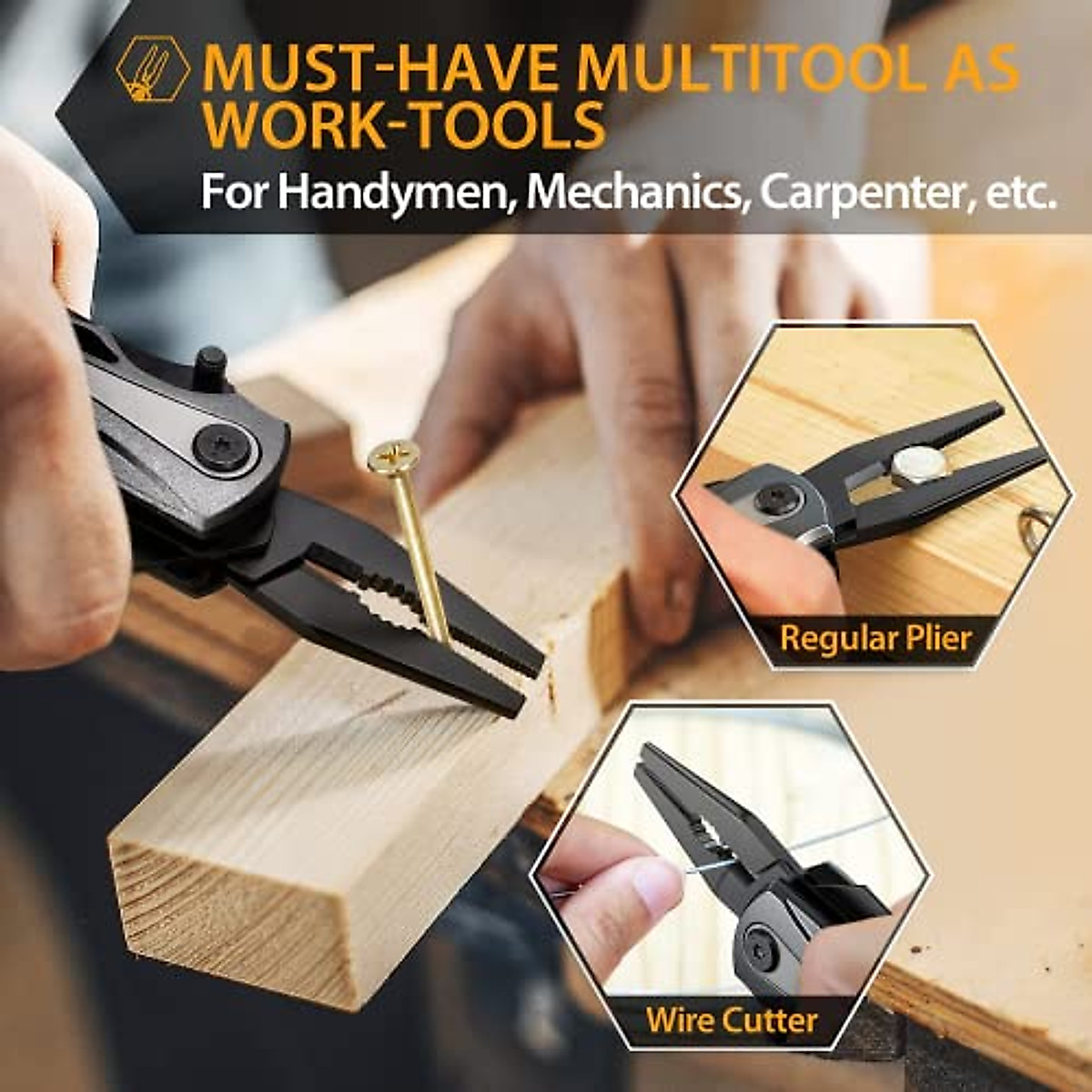 Camping Accessories Multitool Gifts for Men - 16-in-1 Multi Tool Camping Knife Christmas Stocking Stuffers Survival Kit with Pouch Pocket Knife Pliers, Safety Lock, EDC Cool Utility Gadget Women Gifts