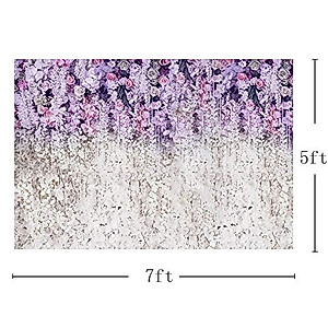 MEHOFOND Lavender and White Floral Bridal Shower Photo Studio Background Props Light Purple Lilac Wedding Photography Backdrop for Girl Portrait Baby Shower Birthday Party Decoration Banner 7x5ft