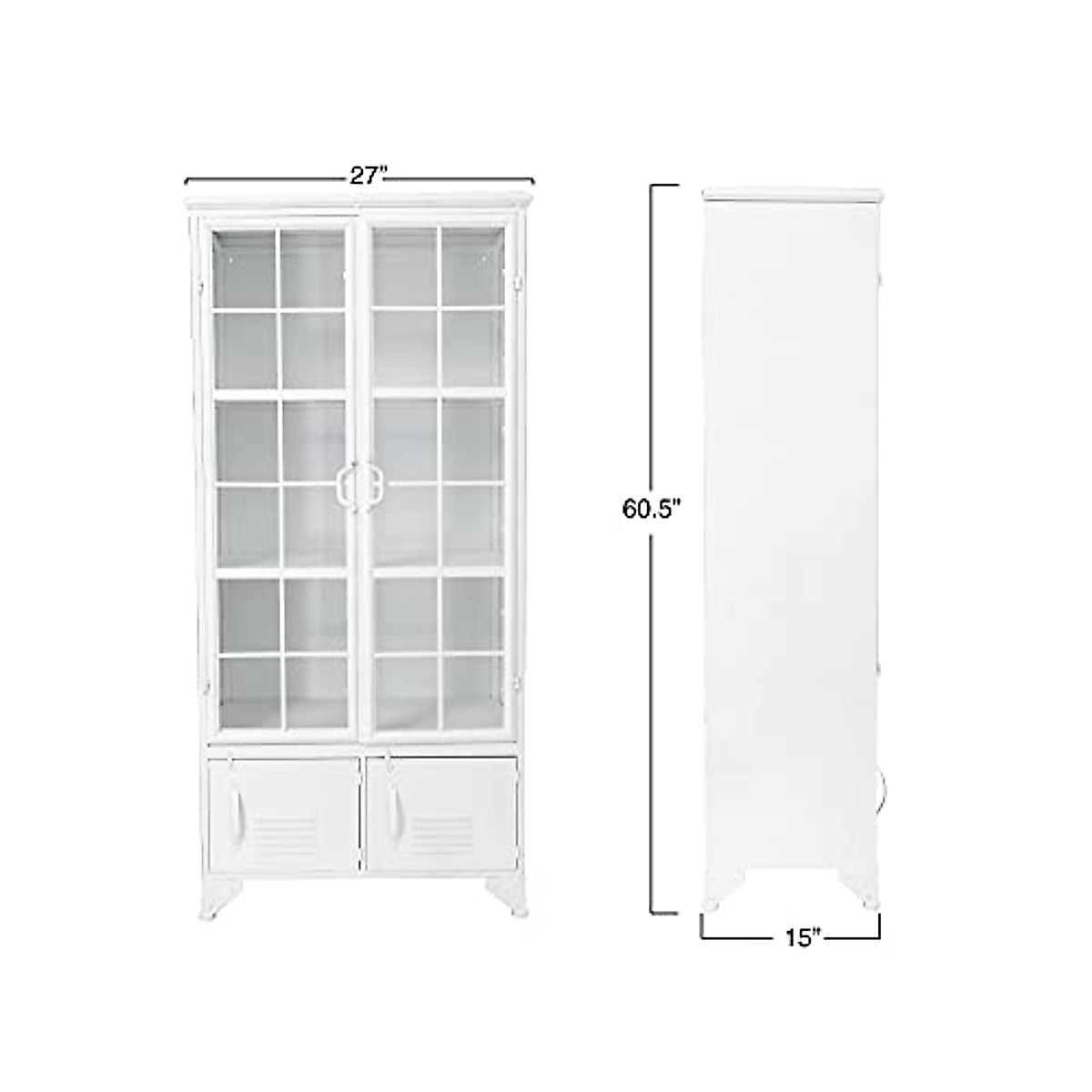 Creative Co-Op Metal Shelves & 4 Doors Cabinets and Shelf Units, White