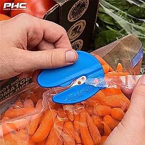 Pacific Handy Cutter BC347 Bag Cutter, Box of 12, Easily Cuts Plastic Bags, Plastic Wrap, Paper, and Tape, Safely-Concealed Stainless Steel Blade, Safe for Food Service, Blue