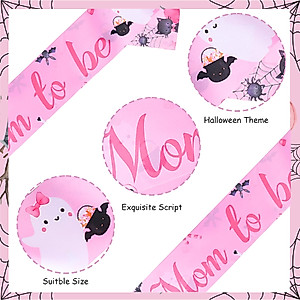 JOYMEMO Pink Halloween Baby Shower Decorations, Mom to Be & Dad to Be Badge, Mom to Be Sash for Daddy and Mommy Halloween Baby Shower Party Favors, Gender Reveal Party Supplies