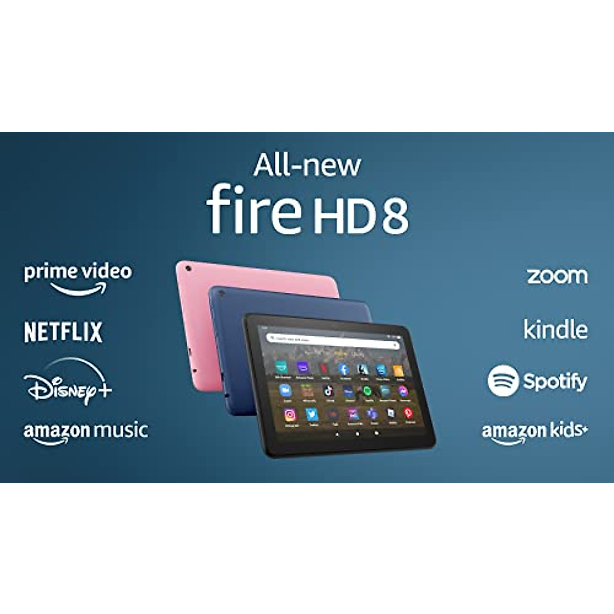 Amazon Fire HD 8 tablet, 8” HD Display, 32 GB, 30% faster processor, designed for portable entertainment, (2022 release), Rose, without lockscreen ads