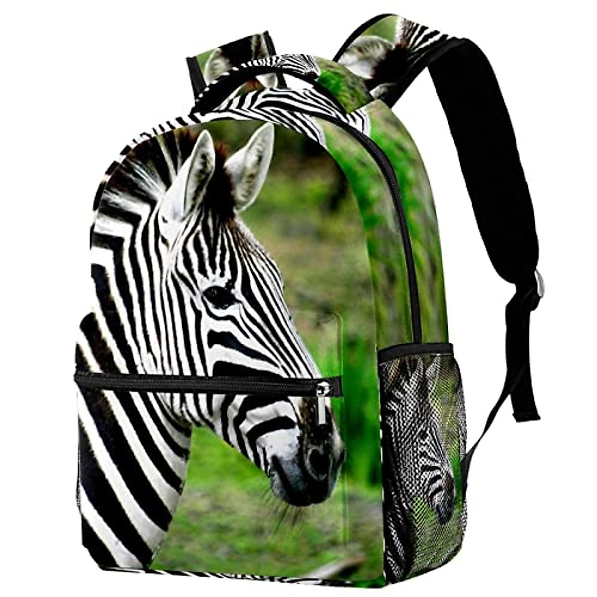 Zebra Pattern Large Backpack for Boys Girls SchoolBag with Multiple Pockets Canvas, 29.4x20x40cm/11.5x8x16 in