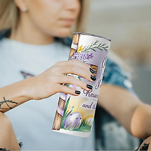 Custom Easter John 11:25 Tumbler | Personalized Easters Insulated Travel Mug | Spring Design with Name (John 11:25)