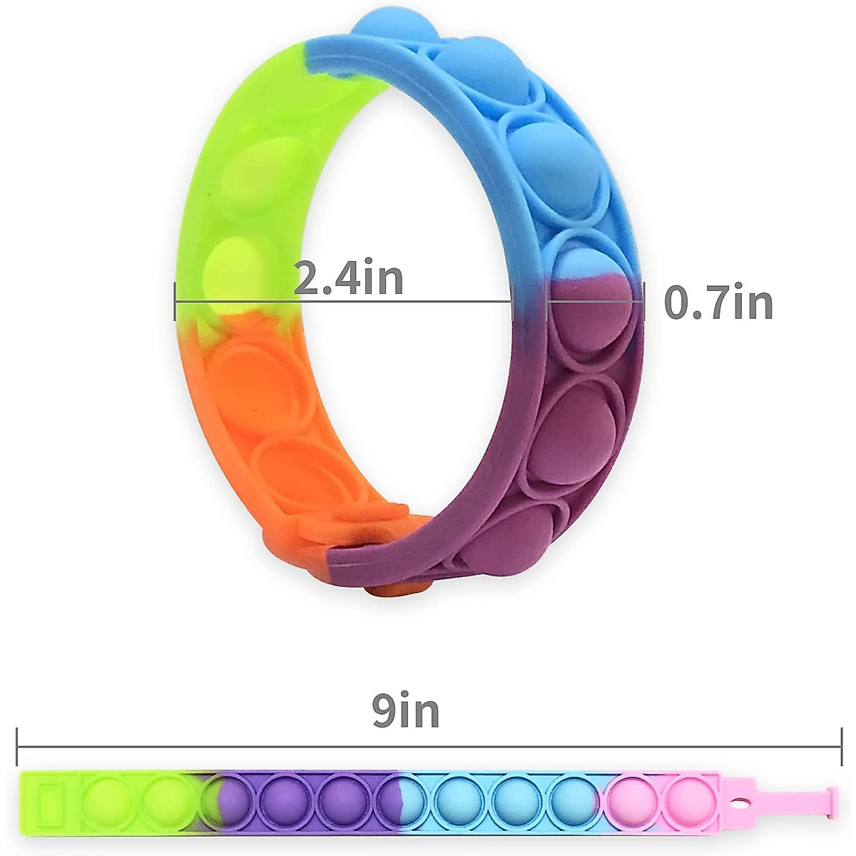 Tomoin Pop Bracelet Fidget Toy, 20Pcs Multi-Color Bracelet Popular Wristband Fidget Watch is Suitable for Children and Adults Stress and Anxiety Relief Wristband (20 PCS)(pop toy)
