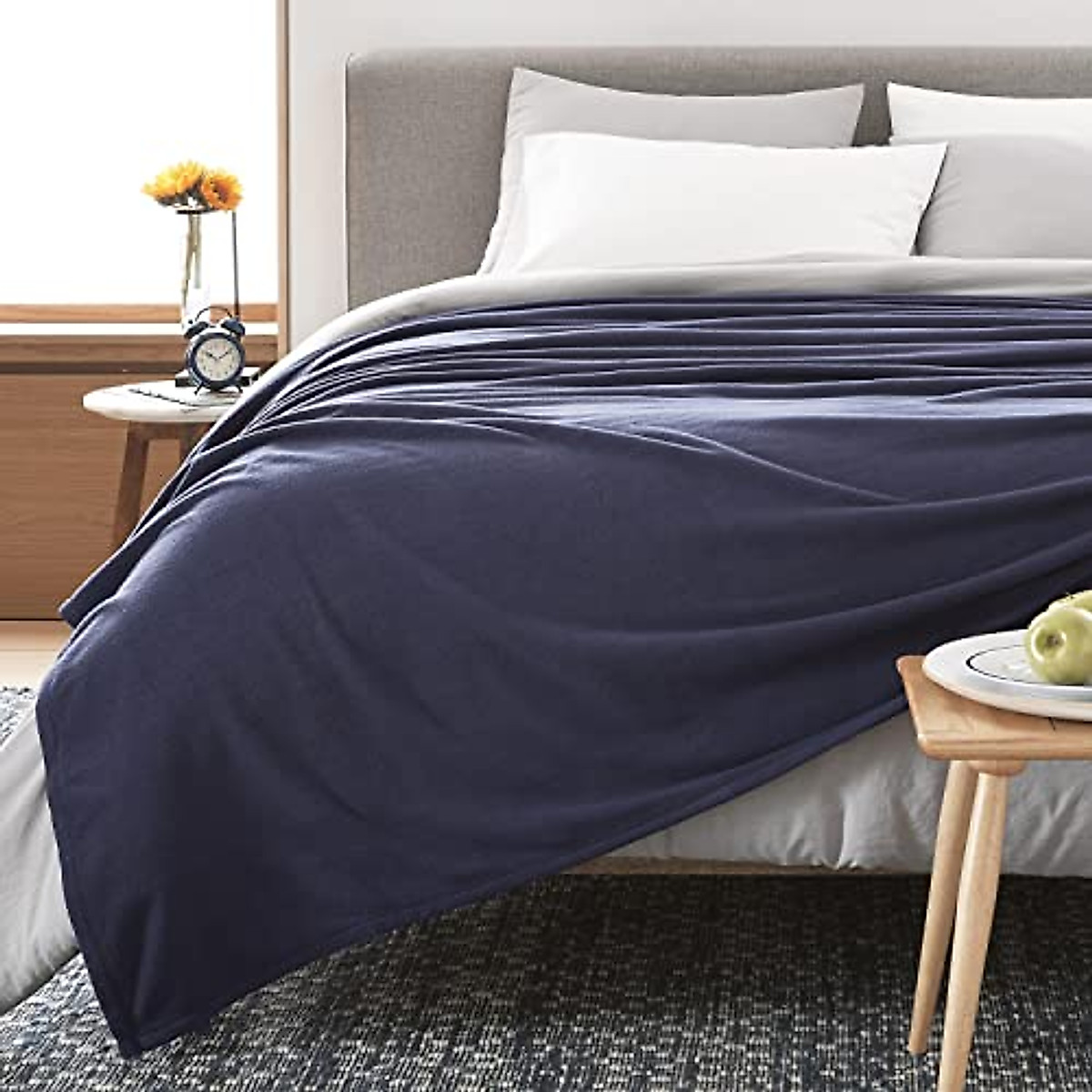 Martex Fleece Blanket King Size - Fleece Bed Blanket - All Season Warm Lightweight Super Soft Anti Static Throw Blanket - Navy Blanket - Hotel Quality- Blanket For Couch (108x90 Inches, Navy)