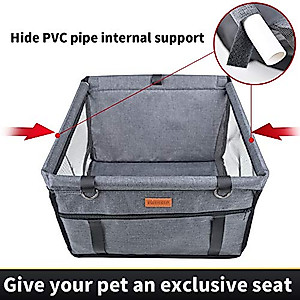 SWIHELP Dog Car Seat Puppy Portable Pet Booster Car Seat with Clip-On Safety Leash and PVC Fram, Anti-Collapse,Perfect for Small Pets