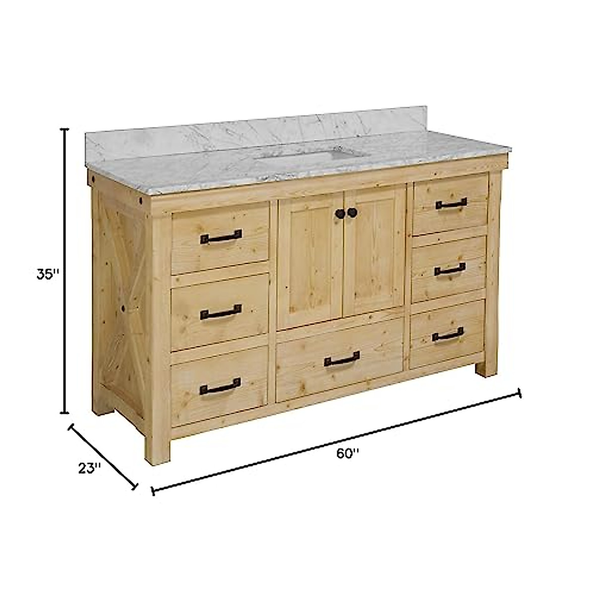 Kitchen Bath Collection Tuscany 60-inch Single Bathroom Vanity (Carrara/Driftwood): Includes Driftwood Cabinet with Authentic Italian Carrara Marble Countertop and White Ceramic Sink