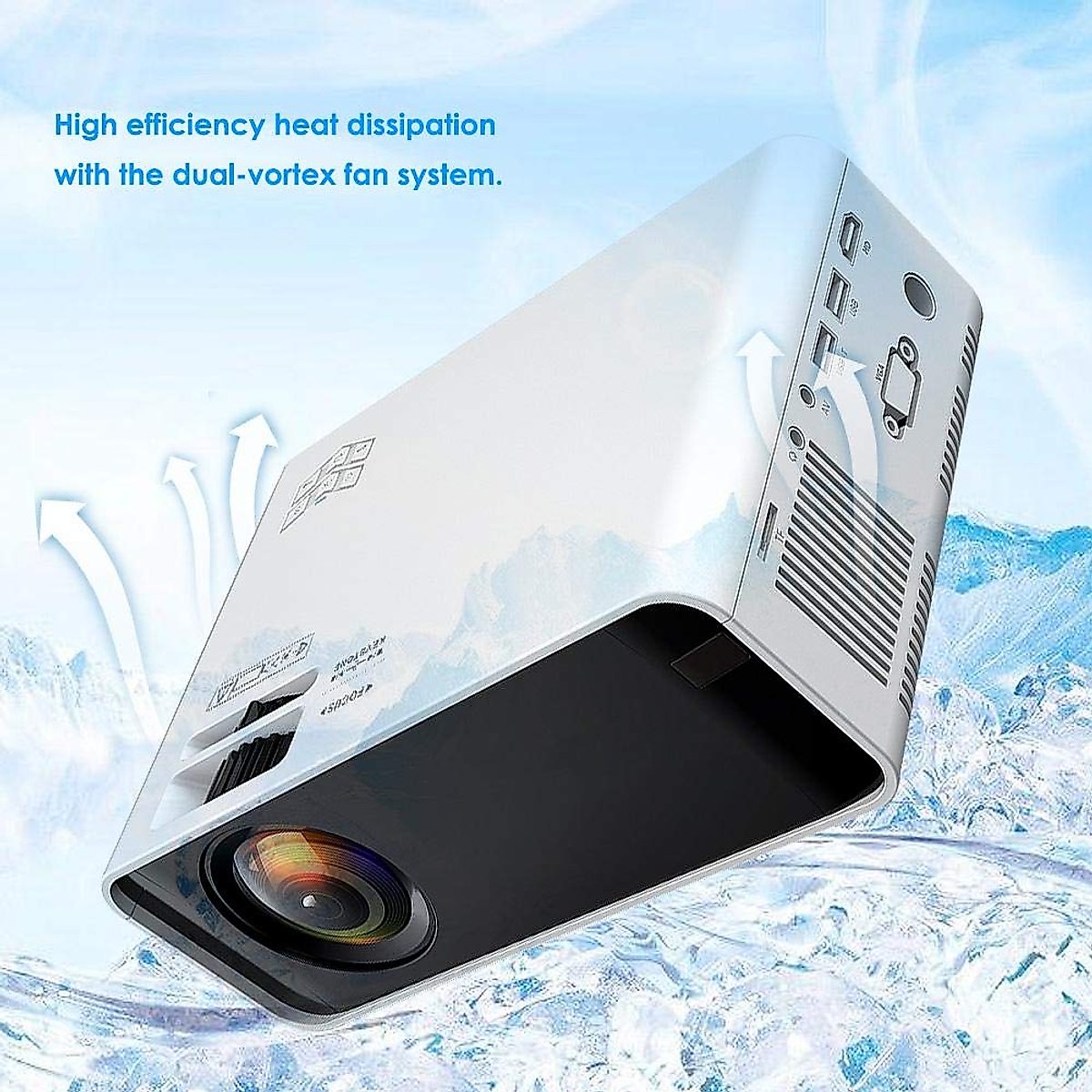 LCD Projector, 480P HD 3D 1500 Lumens Portable Video Projectors Support 30000 Hours LED Life with HDMI/VGA/USB/SD/AV Input Home Cinema Multimedia Player Projector, 110-240V.(US)