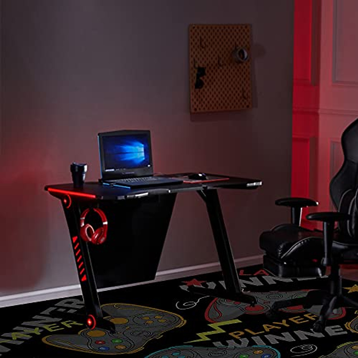 Gaming Room Carpet Rugs for Kids Teen Boys Bedroom, Gamer Room Decor Area Rug Carpet for Men Teenage, Non Slip Gamepad Gaming Chair Rug Mat for Playroom Wood Floor Living Room Desk Carpet, 59"*39"