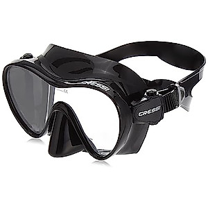 Cressi F One Frameless Scuba Snorkel Mask, Silicone Skirt for Scuba Diving and Snorkeling Dive Mask - Schwarz & Supernova Dry, Black/Black