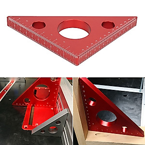 45 Degree Aluminum Alloy Angle Ruler Inch Metric, Carpentry Squares DIY Woodworking Triangle Ruler Measuring Gauging Tool for Industrial Household