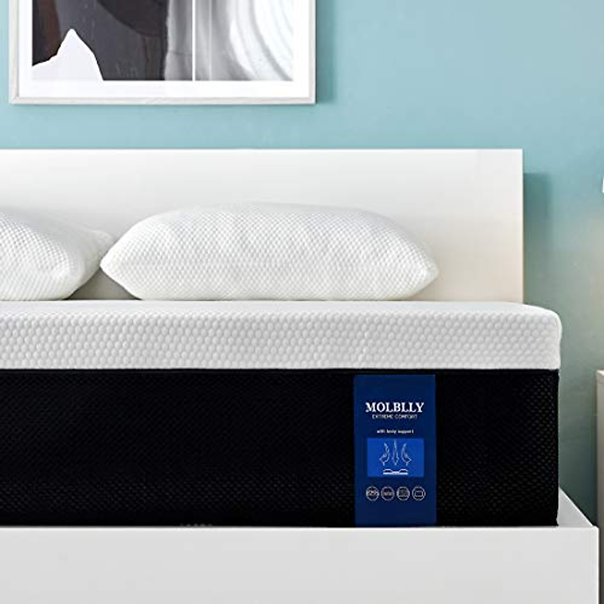 Molblly 10 Inches King Size Mattress, Gel Memory Foam Mattress in a Box, Back Pain Relief ＆ Cool Bed, 10-Year Support Mattress, Fiberglass Free, Ultimate Motion Isolation, Premium King Bed
