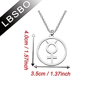 CENWA Mercury Pendant Alchemical Symbol Stainless Steel Necklace Mercury Symbol Jewelry Astrological Symbol Jewelry (Mercury N s)