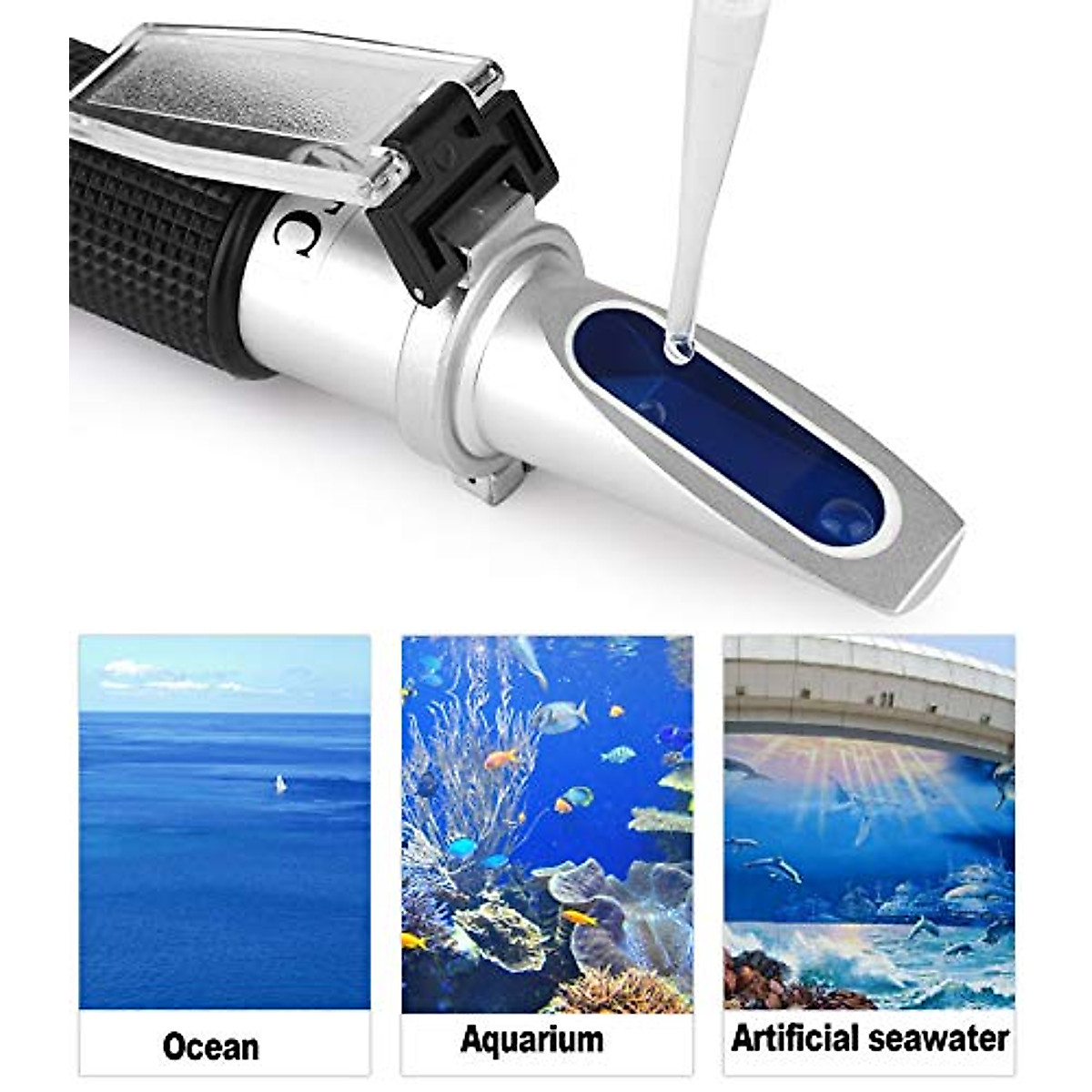 Water Salinity Refractometer, LEERCHUANG Dual Scales Hydrometer: Specific Gravity 1.000-1.070 & PPT 0-100 (1‰ = 1ppt = 1000 ppm), Handheld Seawater Tester for Aquarium, Marine Fish-Keeping, Pool Tank