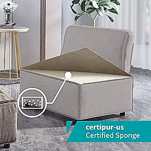 BALUS Beige Modular Sectional Sofa with Ottoman, U Shaped L Shaped Convertible Sectional Couch, Free-Combined Oversized Sectional Sleeper Sofa Furniture Sets for Living Room