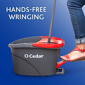 O-Cedar Easywring Microfiber Spin Mop & Bucket Floor Cleaning System with 1 Extra Refill,Red/Gray and O-Cedar Pet Pro Broom & Step-On Dustpan PowerCorner, Red Bundle