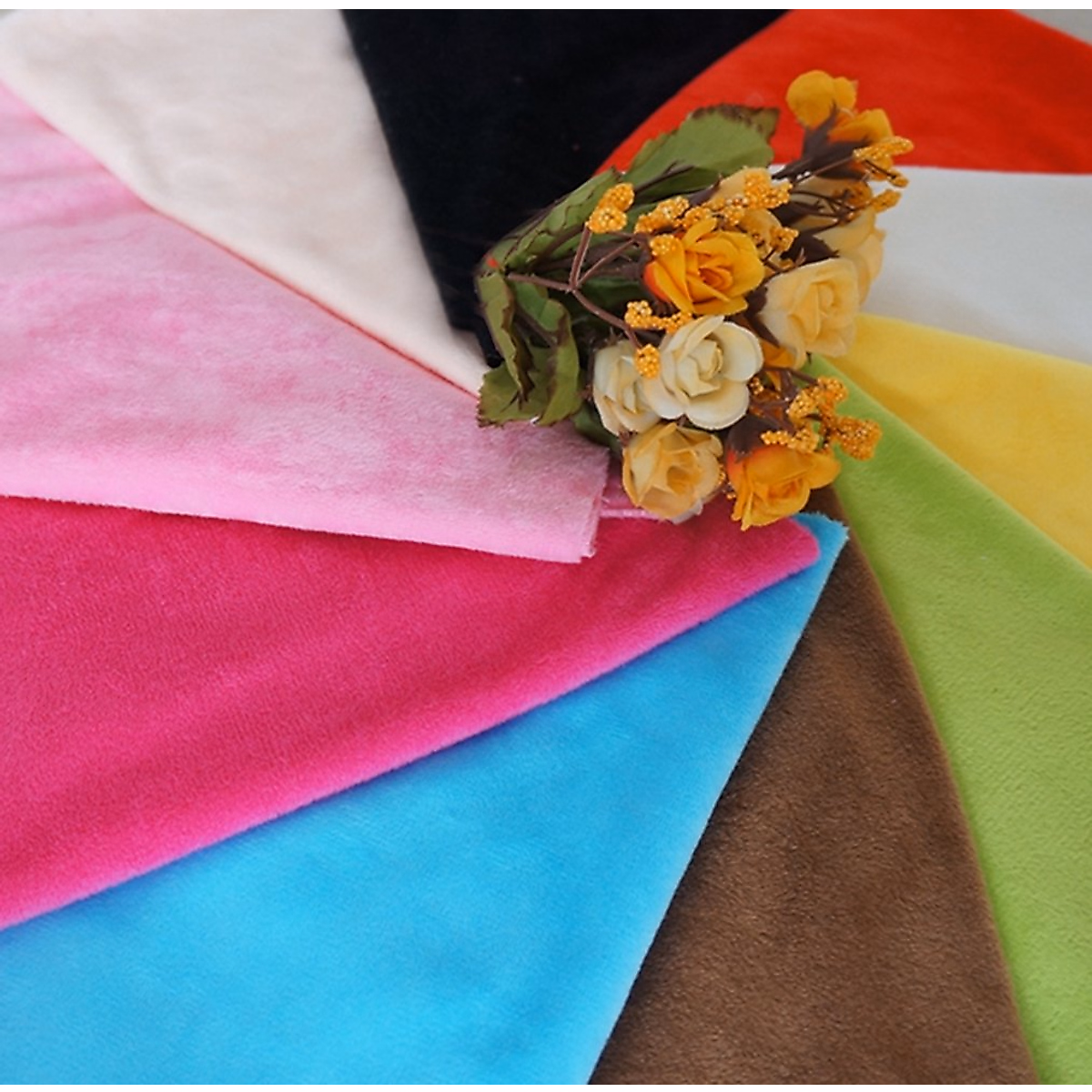 RayLineDo® 10PCS 50 * 50cm Solid Color Knitted Panne Velvet Fabric Anti Pill Fabric Patchwork Polyester Fleece Cloth for DIY Sewing Handmade Dolls