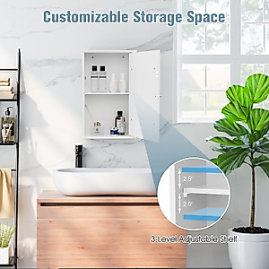LOKO Bathroom Medicine Cabinet with Mirror, Wall Mounted Storage Cabinet with Single Mirrored Door and Adjustable Shelf for Bathroom, Living Room or Entryway, 13.5 x 6 x 21 inches (White)