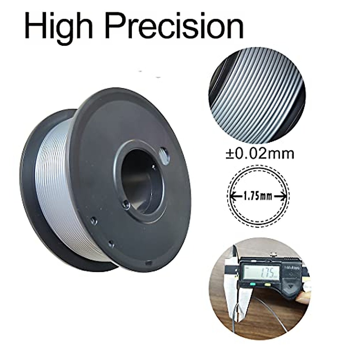 Maths PLA+ 3D Printer Filament 1.75mm (±0.02 mm), 0.25Kg/Spool, Total 1Kg/2.2lb, Independent Vacuum Package. 4 Colors Pack for 3D Printer & 3D Pen-Golden(Dark), Silver, Black, White