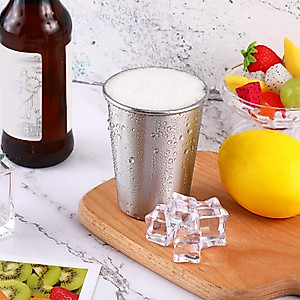 Baderke 16 Pack Stainless Steel Cups for Kids and Adult Pint Cup Tumbler Metal Cups Stackable Cup Shatterproof Metal Drinking Glasses for Travel Outdoor Camping (12 oz/ 350 ml)