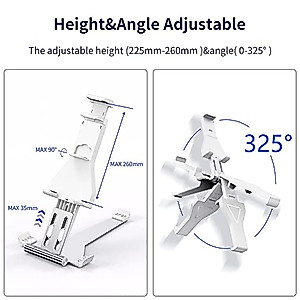 Flexible Cell Phone Holder Stand，with A Rotating Aluminum Base and Mount Clamp，Compatible with 4-10'' Device iPhone X Xs 11 12 13 Pro Max XR SE/iPad/Kindle，Used for Desktop,Bed,Couch(Silver)