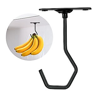 FFQ Banana Hook Hanger,Banana Hook Under Cabinet to Keep Bananas Fresh,Banana Hanger Under Cabinet Black,Metal Banana Hanger,NO Foldable