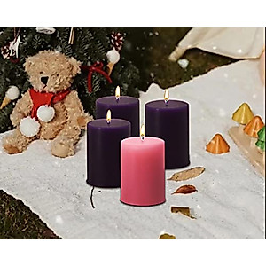 HOSVOT 2x3 Pillar Candles, Advent Candles, Purple Pillar Candles, 12 Packs Pillar Candles Bulks, 2 Inch Pillar Candles for Christmas, Party, Home Decor