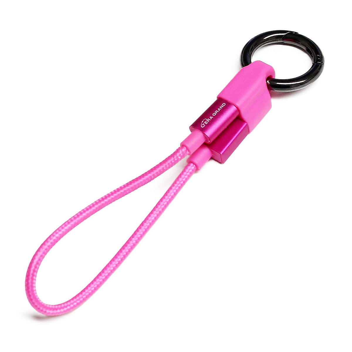 Tera Grand - Apple MFi Certified Keychain Braided Lightning Cable for iPhone 14/13/12/11 Pro Pro Max Plus Mini, SE XS Max XR X, 8/7/6 Plus, iPad, AirPods, Pink