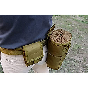 Tactical Military MOLLE Dump Pouch – Foldable Durable and Versatile Magazine Utility Waist Bag for Outdoor Enthusiasts, with 1 Flag Patch Included, Coyote Brown