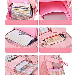 HUIHSVHA Kawaii Backpack, Cute Pink Large Capacity School Laptop Bag, Casual Travel Daypack Bookbag for Teens Girls Students