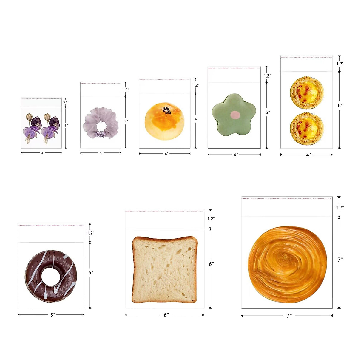 3x4'' Self Sealing Cellophane Bags 300pcs Small Clear Self Adhesive Cello Bags 2mil Tiny Resealable Poly Pouch Bags for Cookie Candy Bakery Photos Cards Soap Jewelry Party Decorative