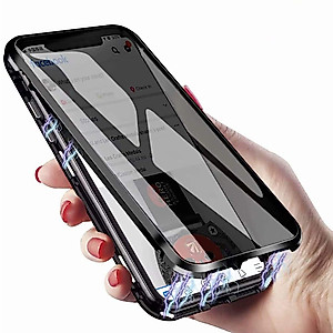 KMXDD Anti-Peeping Galaxy Note 20 Ultra 360° Full Body Case,Clear Double Sided Tempered Glass [Magnetic Adsorption] Metal Bumper Protection Privacy Cover for Note 20 Ultra (Black, Note 20 Ultra)