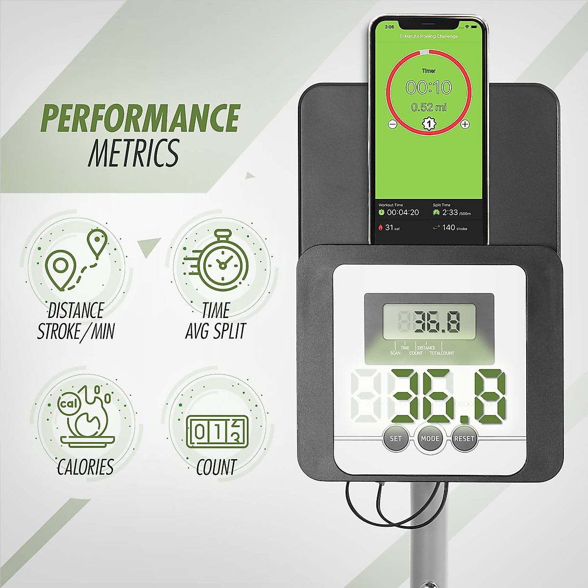 ShareVgo Smart Home Rowing Machine Bluetooth Compact Foldable Magnetic Rower with Fitness APP, Max Weight 285lbs Ergometer - SRM2000