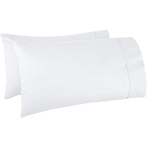 Amazon Basics 400 Thread Count Cotton Pillow Cases - Standard, Set of 2, White