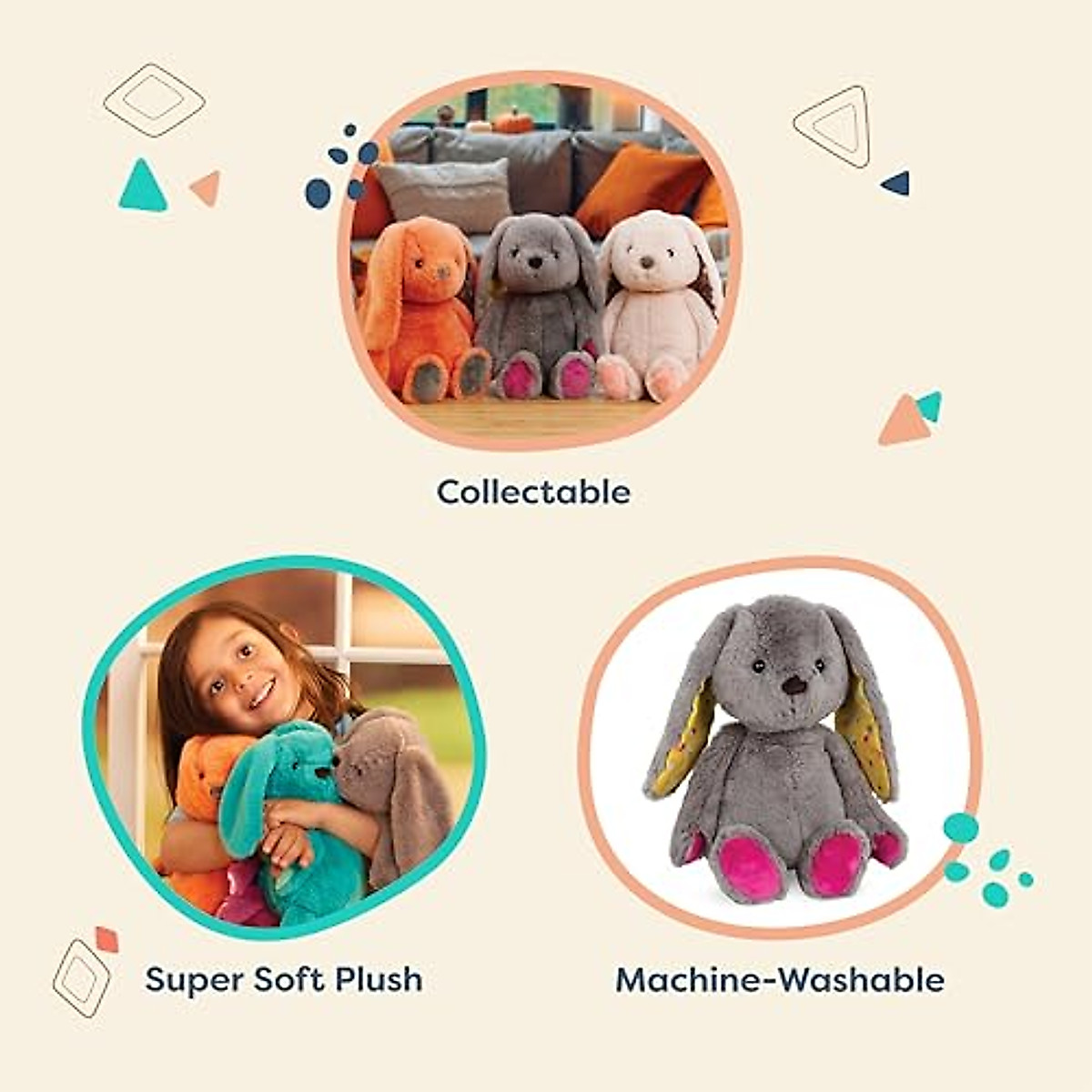 B. toys- B. softies- 12" Plush Bunny- Huggable Stuffed Animal Rabbit Toy- Soft & Cuddly Plush Bunny – Washable – Newborns, Toddlers, Kids- Happy Hues- Sprinkle Bunny - 0 Months +