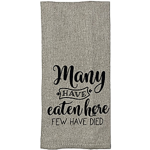 Set of 5, 100% Cotton Cooking Food Theme Saying Funny Cute Flour Sack Kitchen Towels/Dish Towels for Wedding, Baby Shower, Home Decor, Housewarming, Other Occasions Size: 15 X 25 Inch.