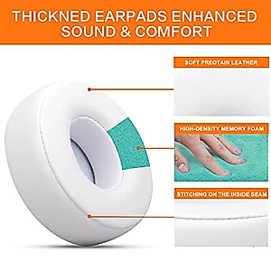 Replacement Ear Pads for Beats Solo 3, Ear Cushions for Beats Solo 2 & Solo 3 Wireless/Wired Headphones, Not Fit Beats Studio On-Ear Headphone with Stronger 3M Adhesive, Thicker Memory Foam(White)