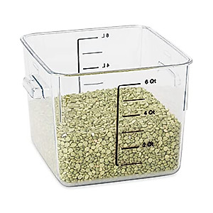 Rubbermaid Commercial Products Plastic Space Saving Square Food Storage Container For Kitchen/Sous Vide/Food Prep,Lids not included (Sold separately), 6 Quart, Clear (Fg630600Clr)