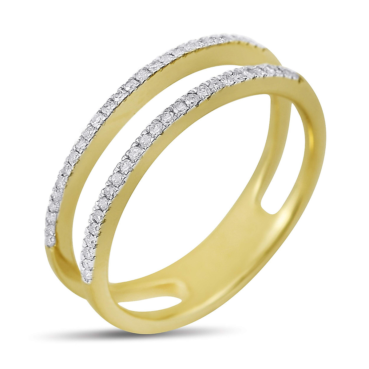 Belantina 1/6 Carat Diamond Double Row Band Ring for Women in 14k Yellow Gold (H-I, I1-I2, cttw) Size 7