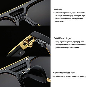 Allt Square Aviator Large Fashion Sunglasses For Men Goggle Alloy Frame Glasses(Clear Gold/Clear, 61)